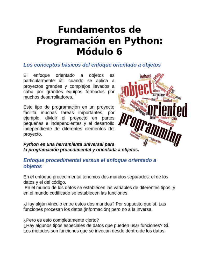Python: Programación Orientada a Objetos | PDF | Objeto (informática) | Programación orientada a ...