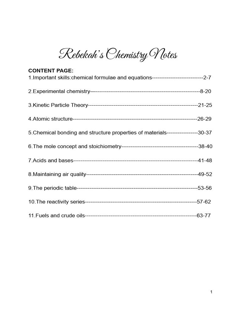 Chemistry Notes & Formulas Guide | PDF | Ion | Chemical Bond