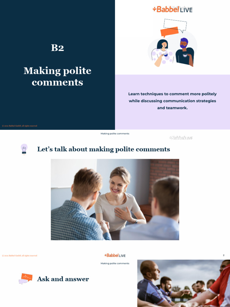 ENG - B2 - 37 Making Polite Comments | PDF | Communication | Human Communication