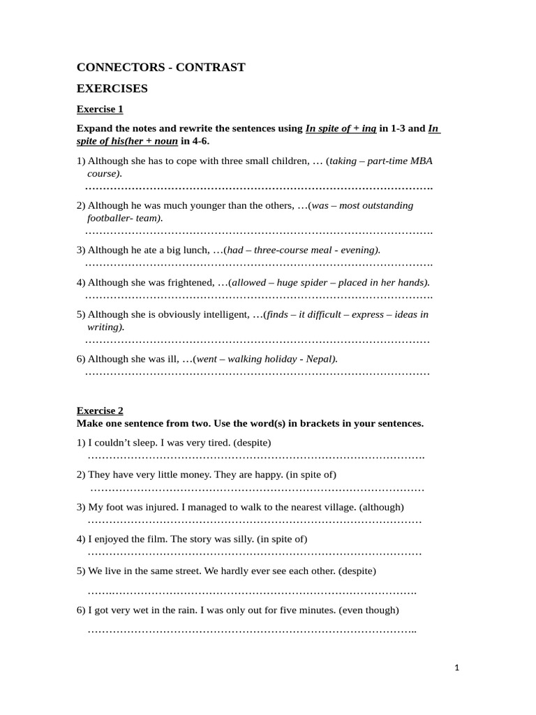 EXERCISES (Connectors) | PDF
