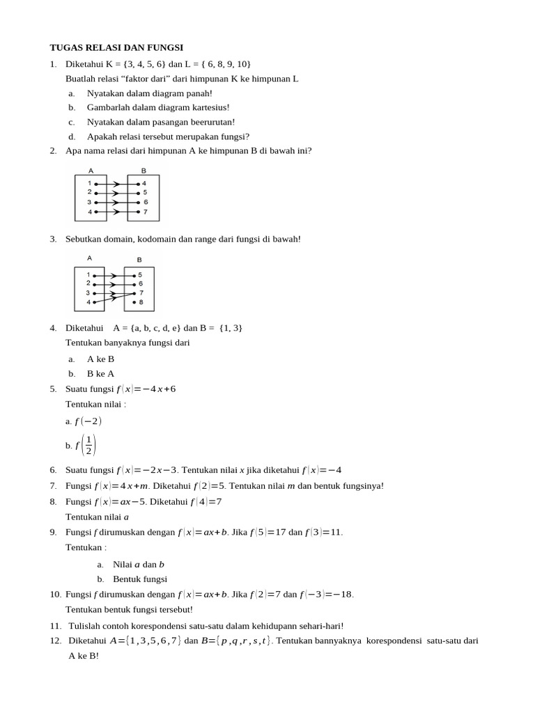 Relasi dan Fungsi: Teori dan Contoh | PDF