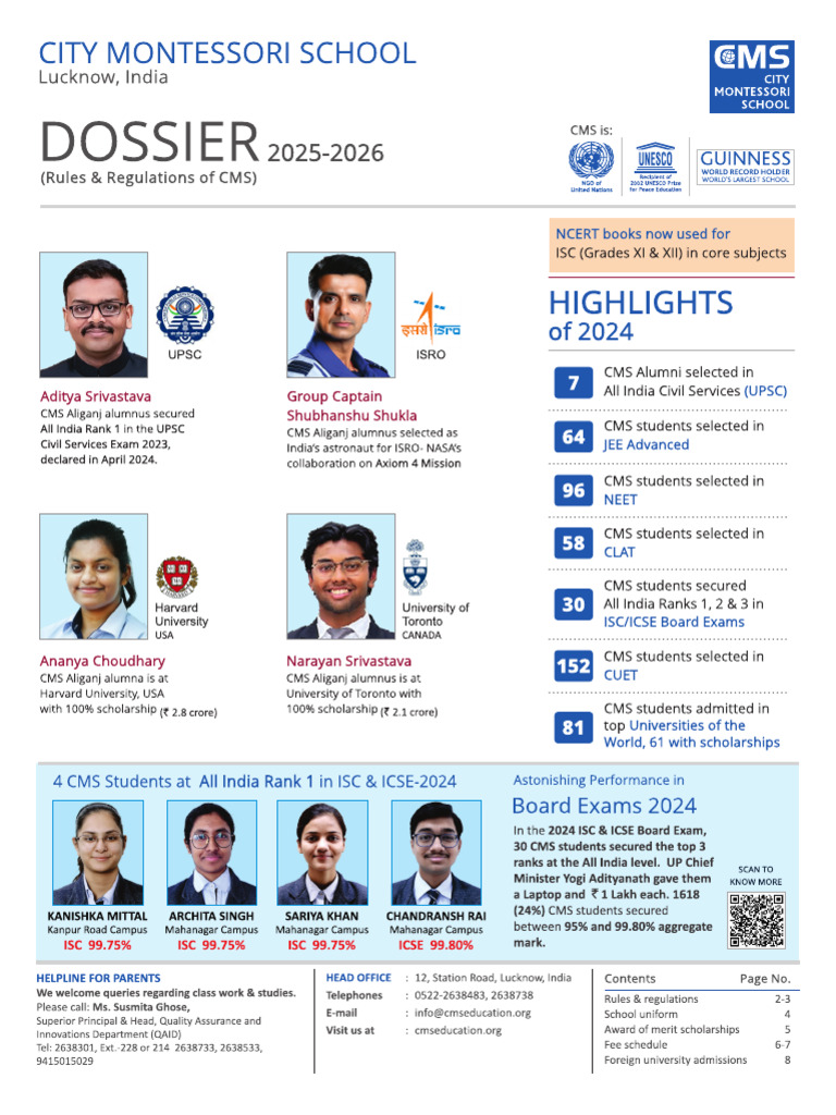 City Montessori School Dossier 2025 - 26 | PDF