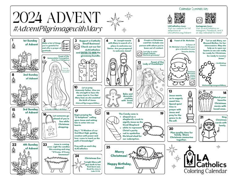 LA Catholics 2024 Advent Calendar Coloring Sheet | PDF | Advent | Mary ...