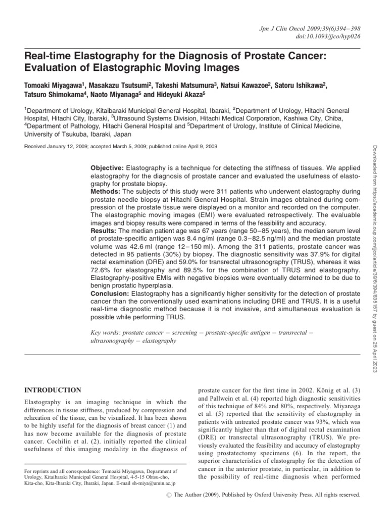 Real-Time Elastography For The Diagnosis of Prostate Cancer | PDF ...