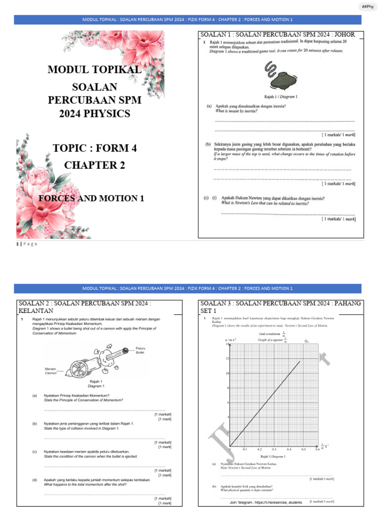 Modul Soalan Percubaan SPM 2024 Fizik | PDF | Malaysia