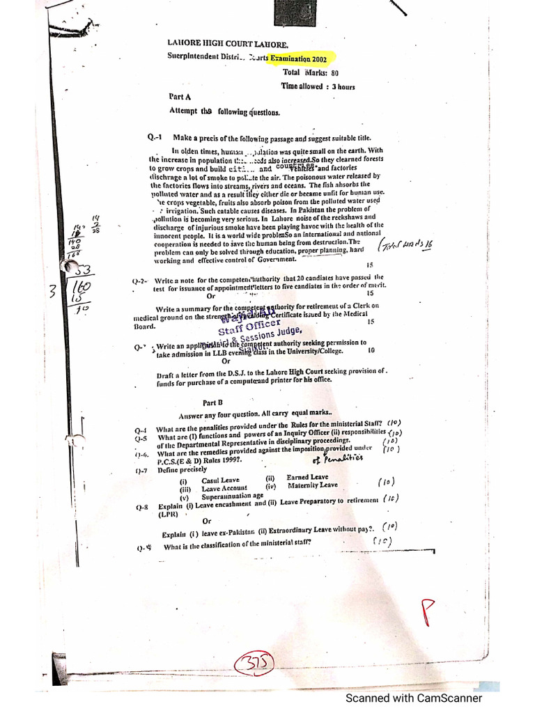 Previous Paper Staff Officer | PDF