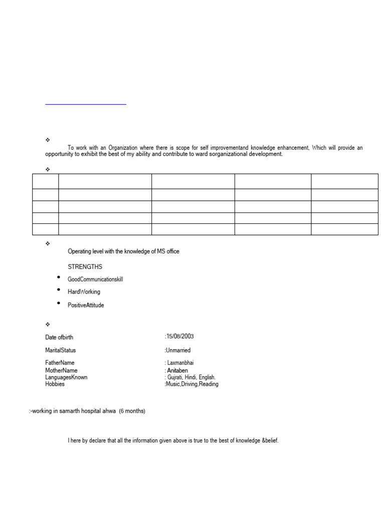 B.Sc Nursing Resume with Skills | PDF