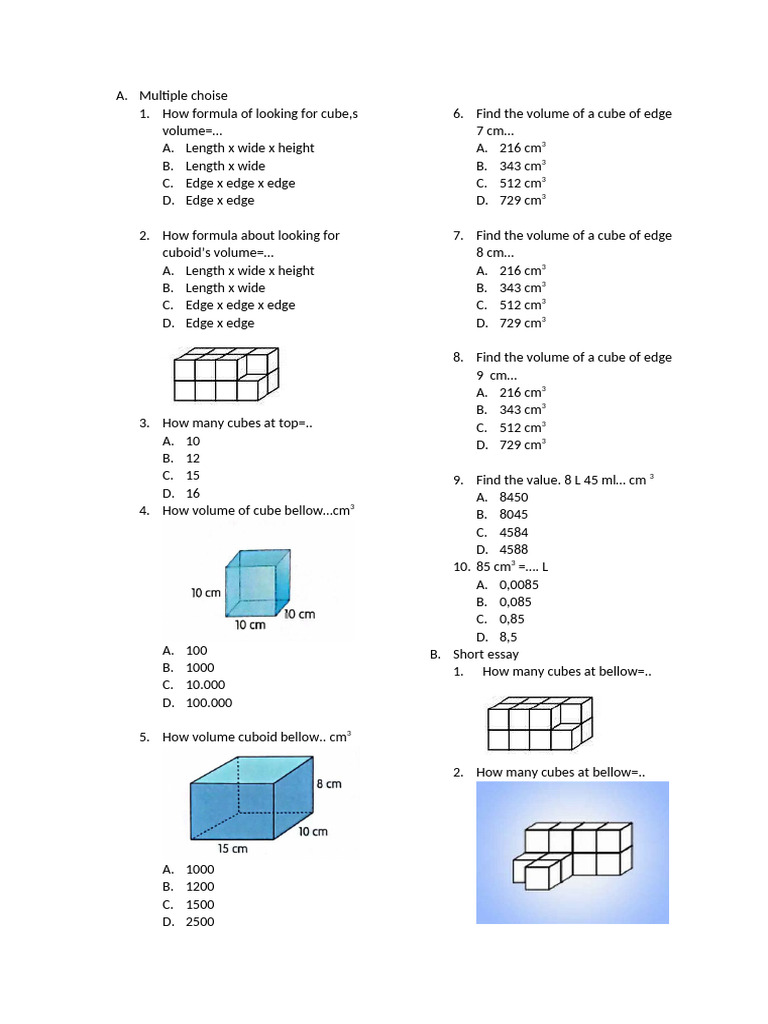 Cube and Cuboid | PDF | Volume | Physical Quantities