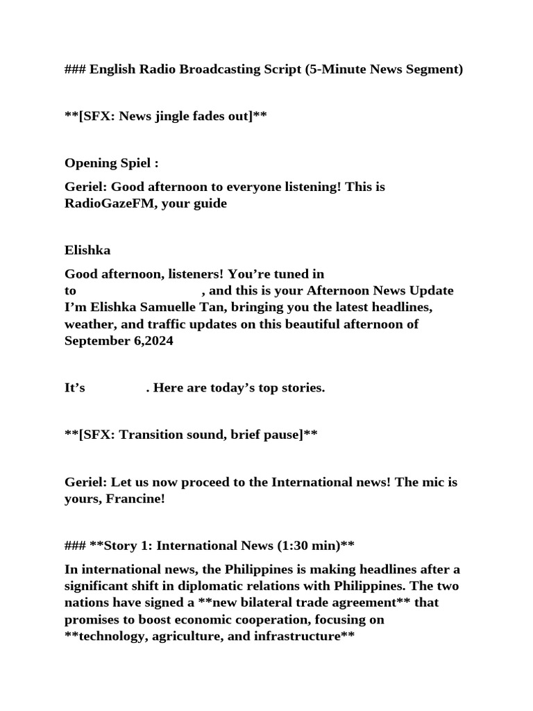 English Radio Broadcasting Script | PDF | Traffic | Health Care