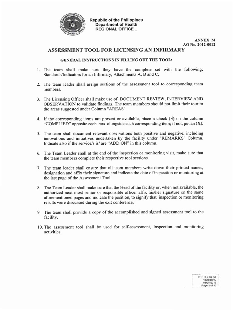 Assessment Tool - Annex M | PDF
