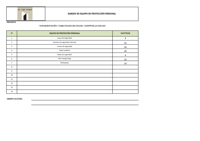 Kardex de EPP v02 | PDF