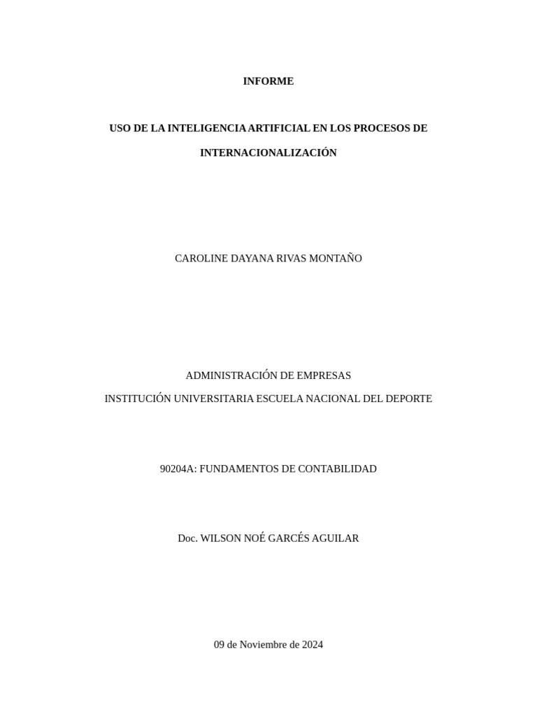 INFORME INTELIGENCIA ARTIFICIAL | PDF | Inteligencia artificial ...