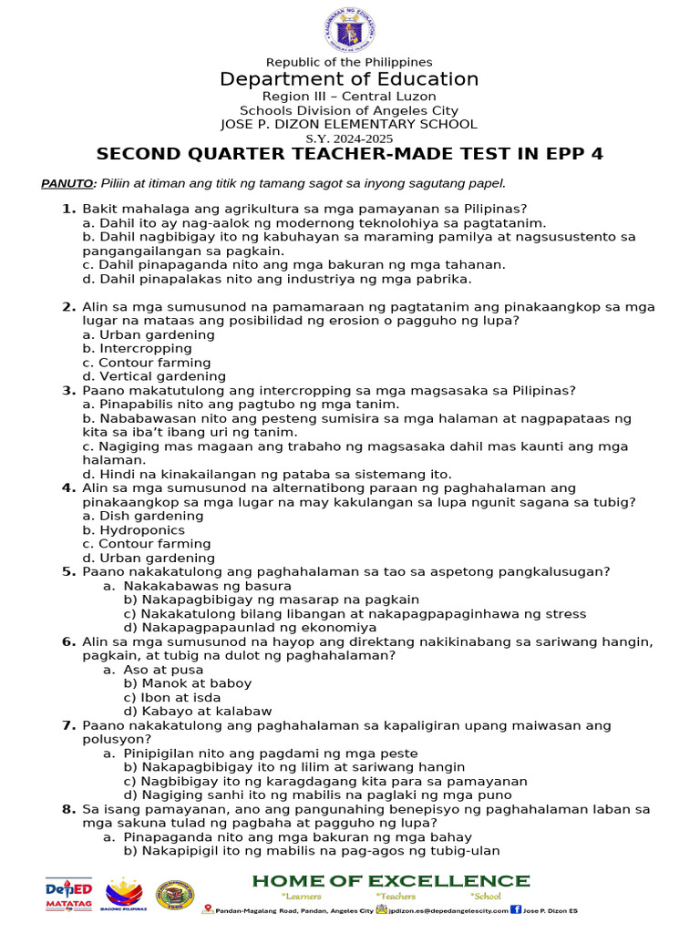 PT - Epp 4 Matatag | PDF