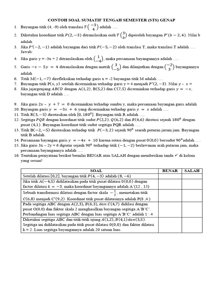 Contoh Soal STS Mat Lanjut | PDF