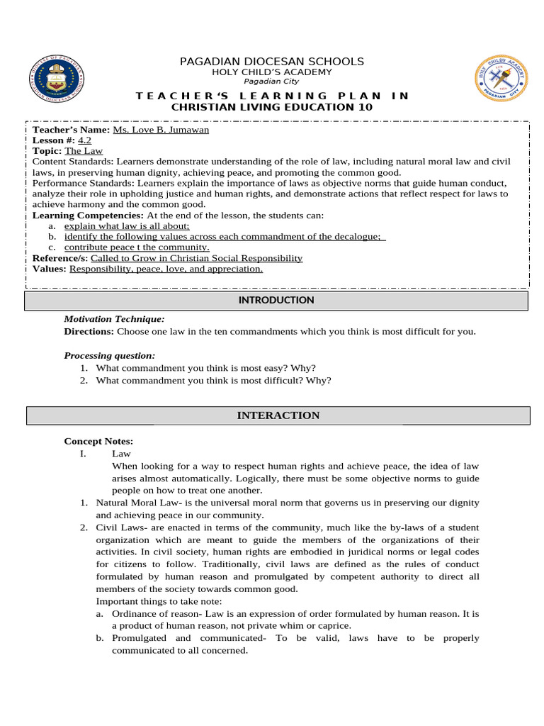 Grade 10 Christian Living Education Pt. 2 | PDF | Ten Commandments ...