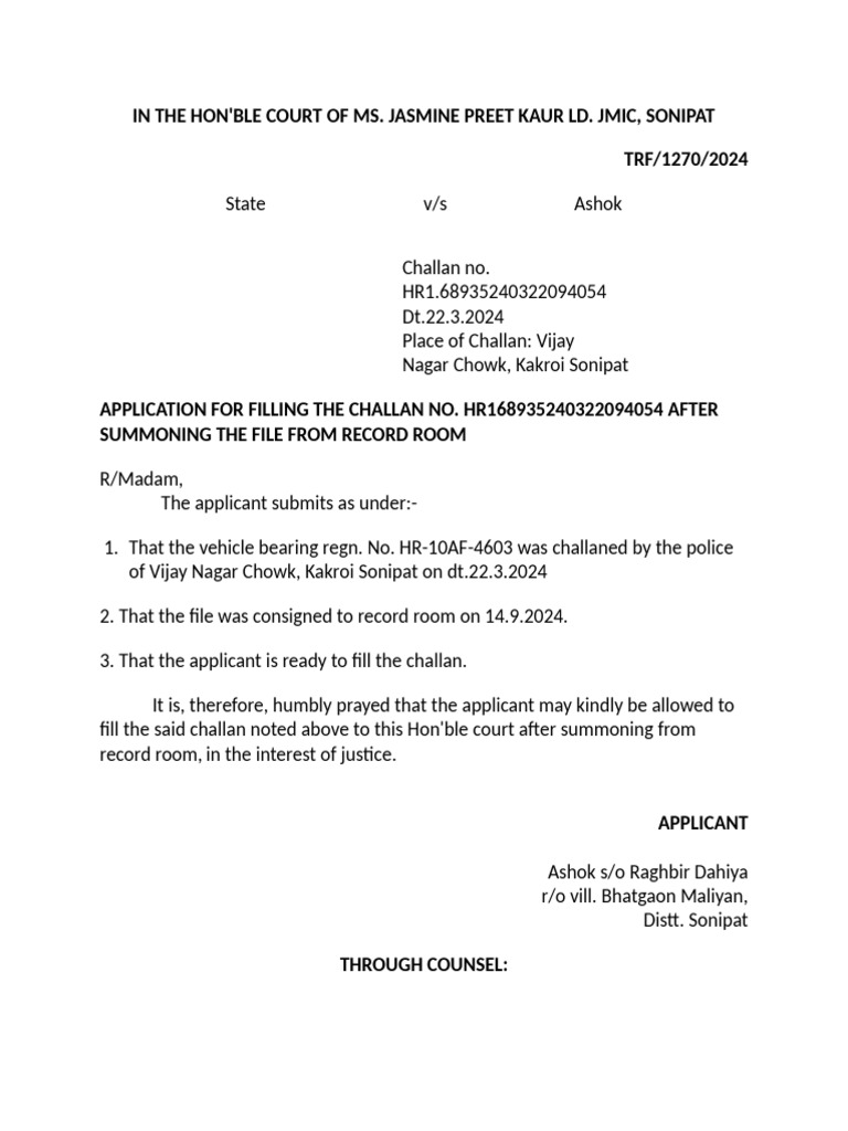Traffic Challan | PDF