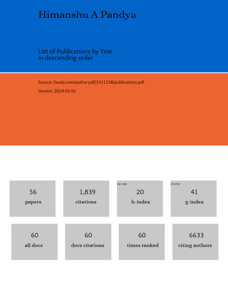 Exaly - Himanshu A Pandya Publications by Year | PDF | Proteins | Cell ...