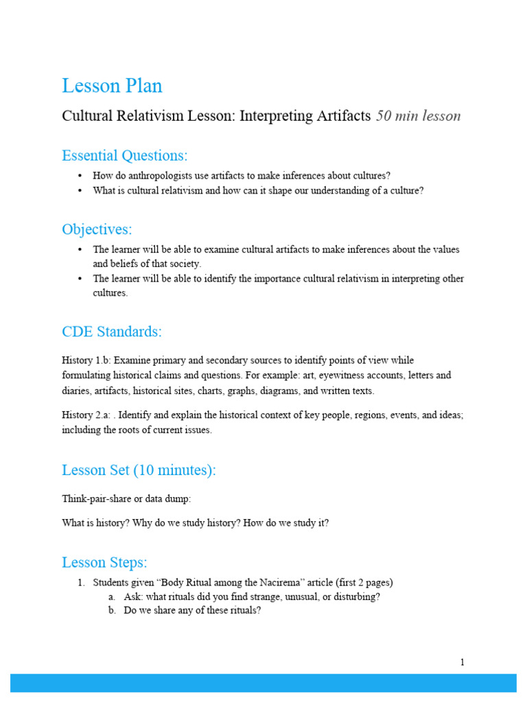 Cultural Relativism Lesson Combined | PDF | Relativism | Liberal Arts ...