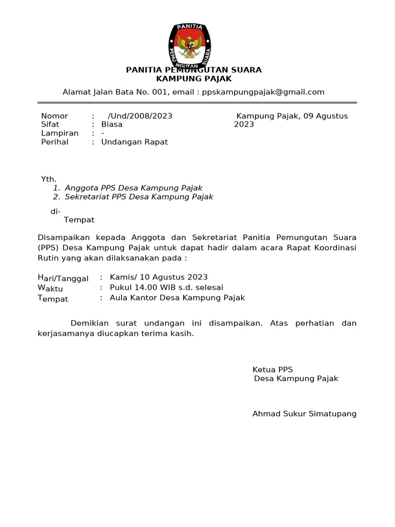 Undangan Rakor | PDF