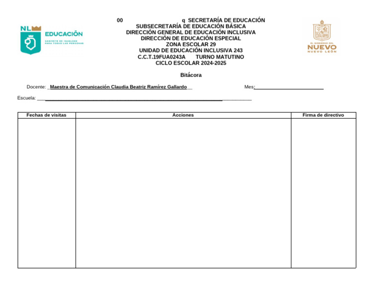 Bitacora en Blanco | PDF