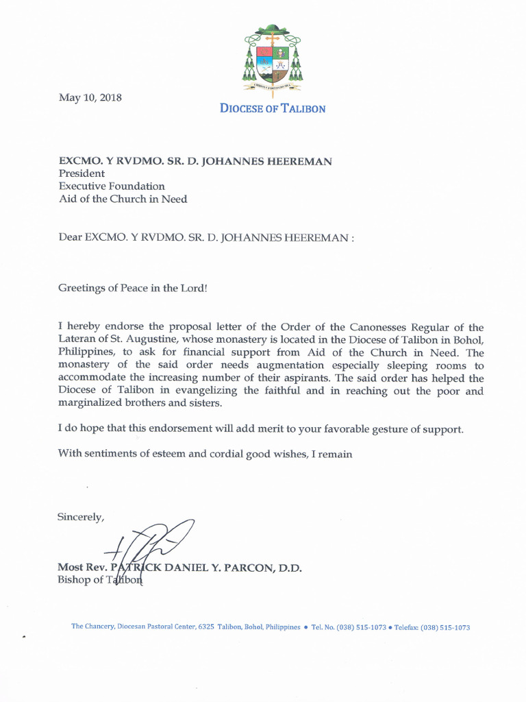 Letter of The Bishop To AIN | PDF