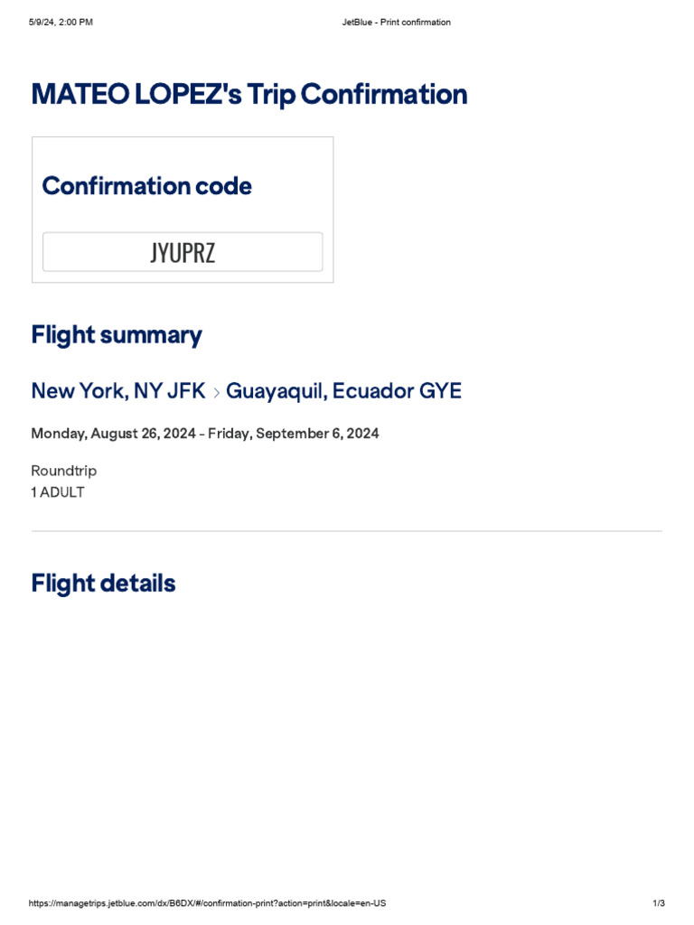 JetBlue - Print Mateo | PDF | Civil Aviation | Transport