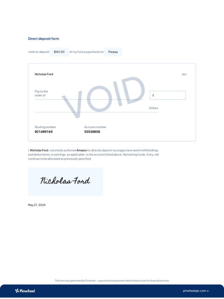Direct Deposit Form | PDF