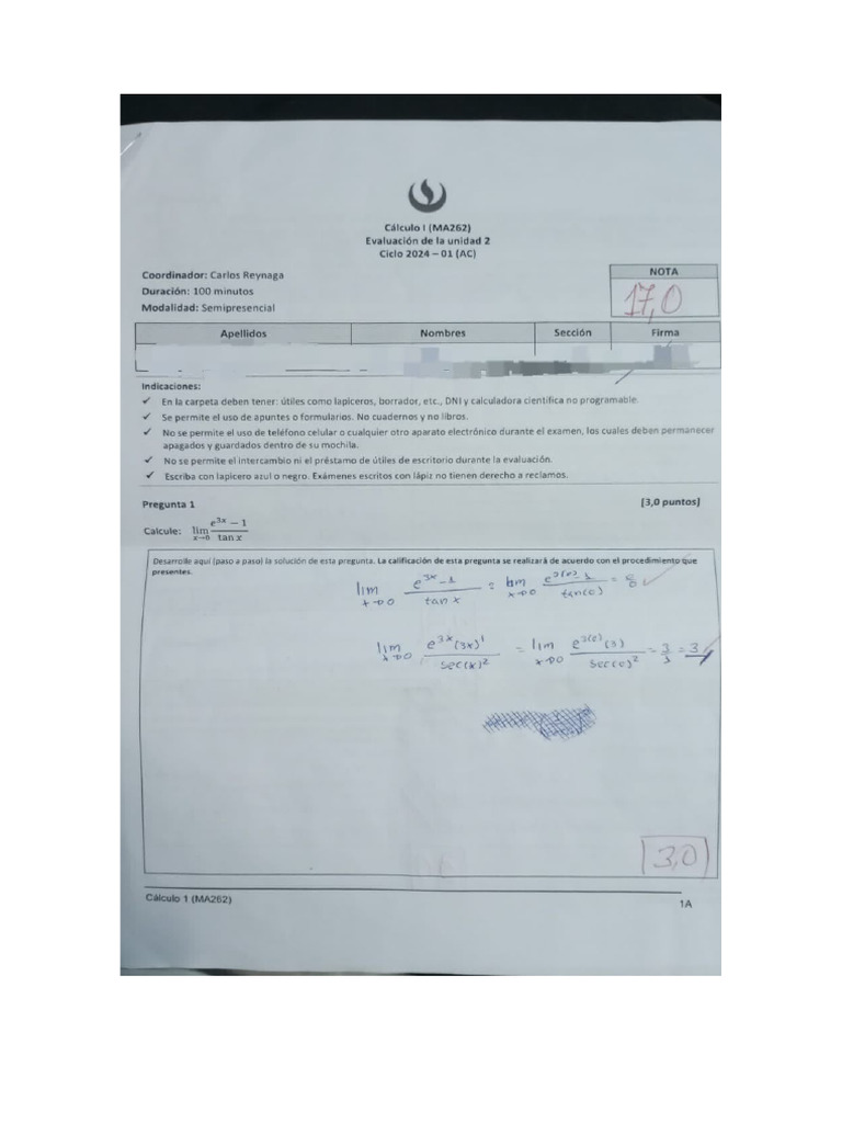 Eu2 Calculo 1 (Escrito) Upc | PDF