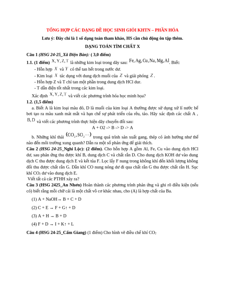 2424 - KHTN - Hóa - 30 Câu ôn tập HSG | PDF