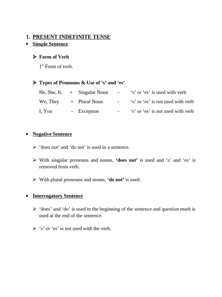 1 Present Indefinite Tense | PDF