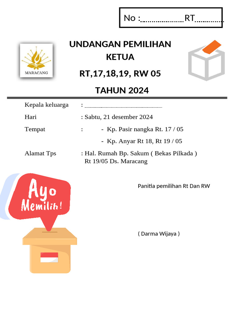 Undangan Pemilihan Ketua RT/RW | PDF