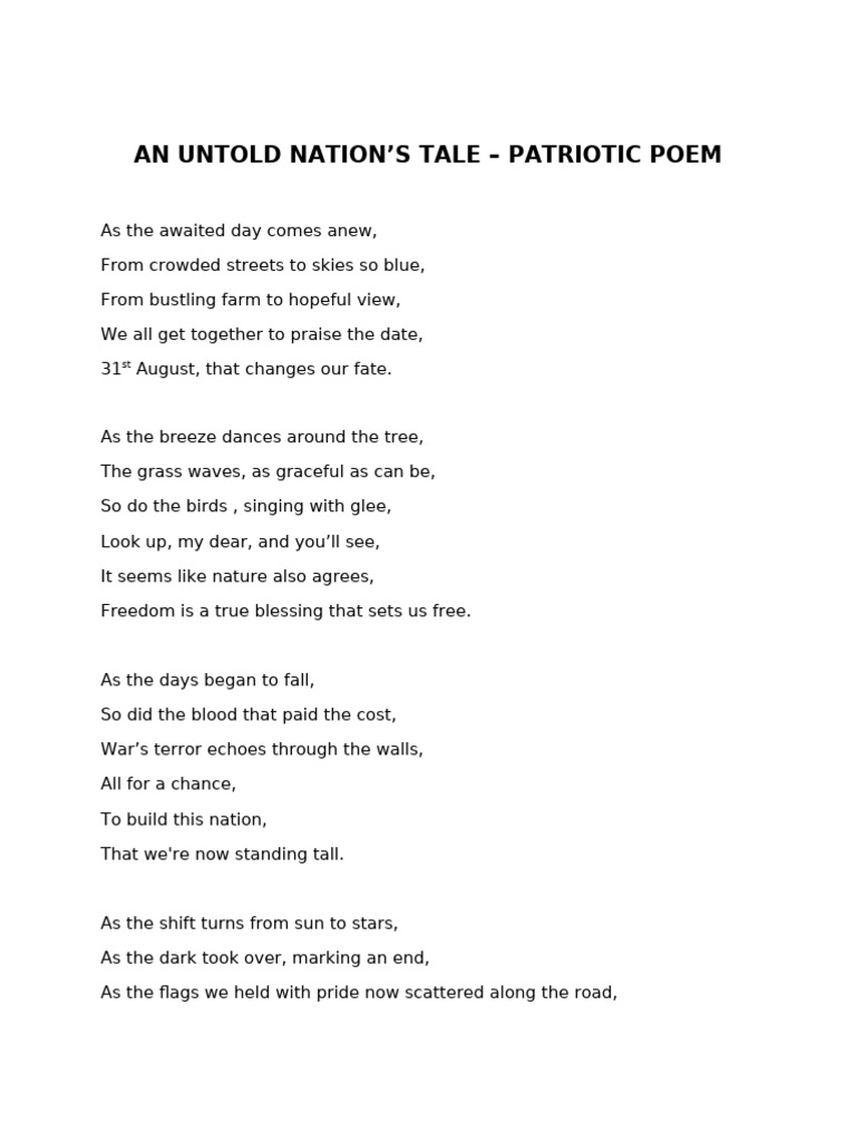 Patriotic Poem for Independence Day | PDF