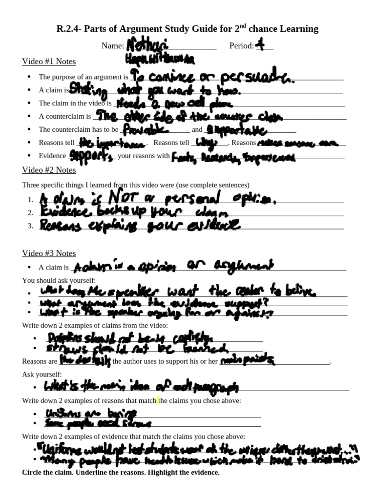 Argument Parts Study Guide | PDF | Vitamin | Dietary Fiber