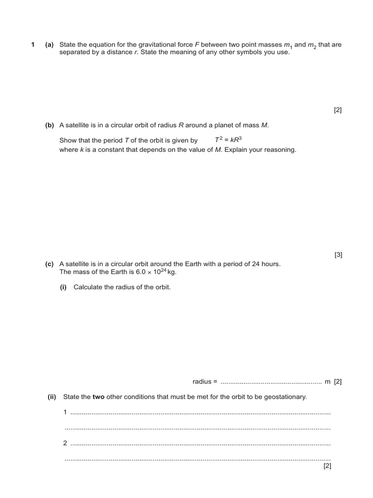 Physics Exam: Circular Motion & Gravitation | PDF | Orbit | Mass