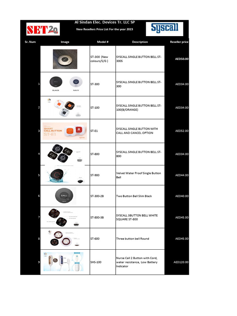 New Syscall Resller Price List 2024 | PDF | Equipment | Computing