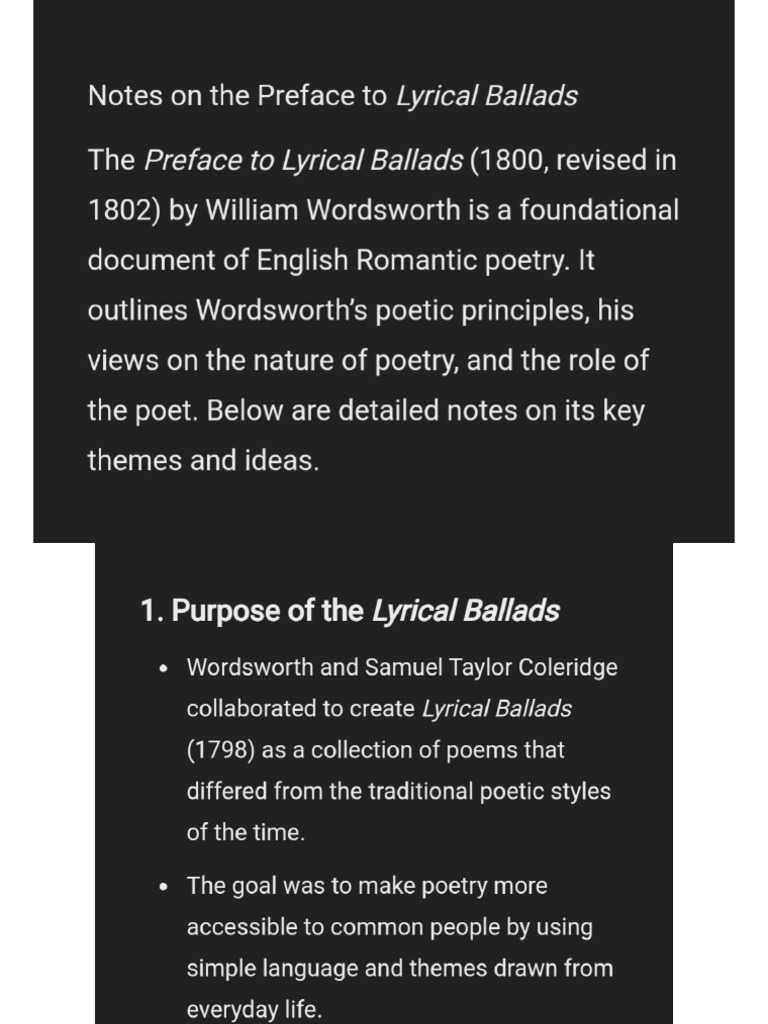Lyrical Ballads NOTES | PDF