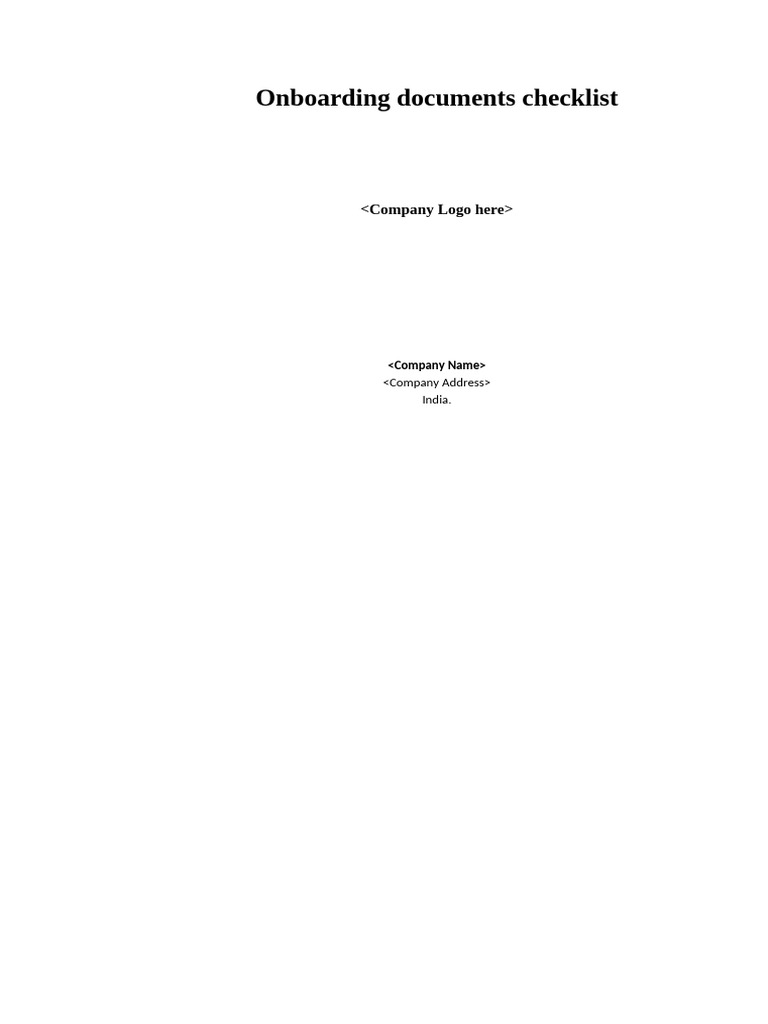 Onboarding Documents Checklist Guide | PDF