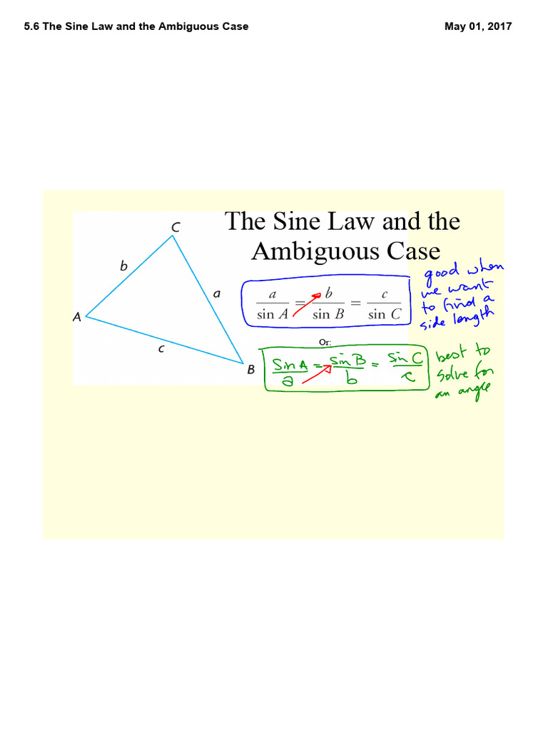 Zubida 5.6 The Sine Law and The Ambiguous Case | PDF