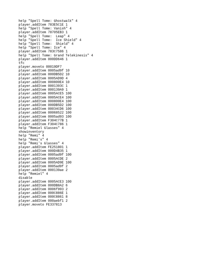 Skyrim Console History | PDF