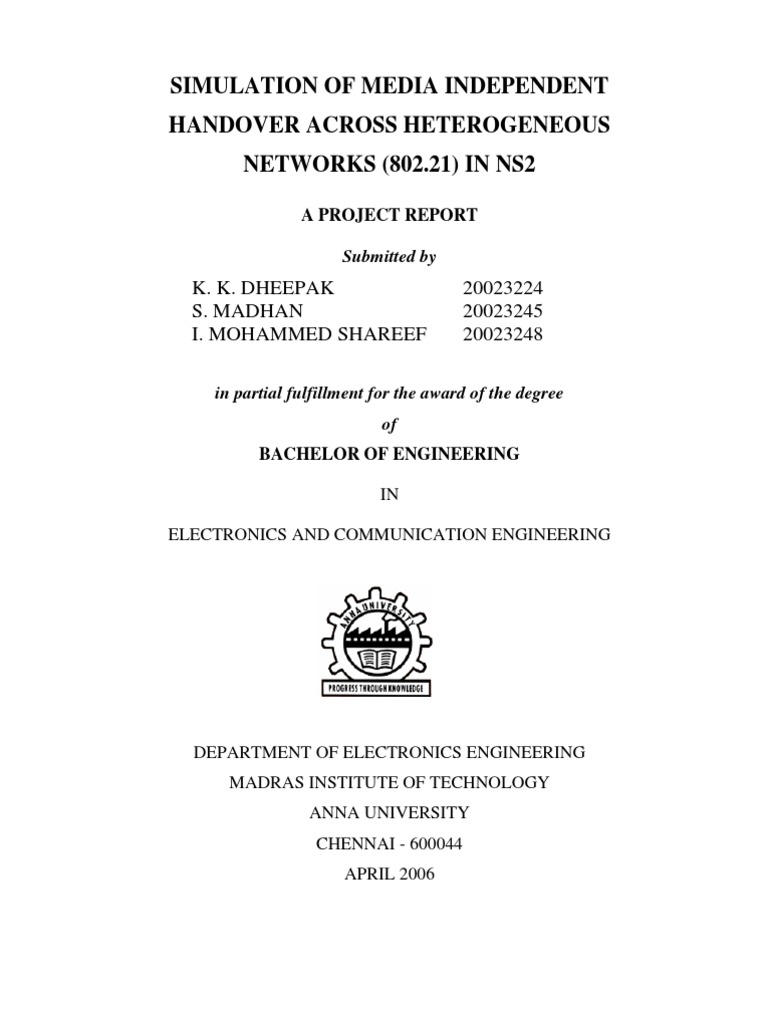 Simulation of MIH Across Heterogenous Wireless Network Using NS2 | PDF ...