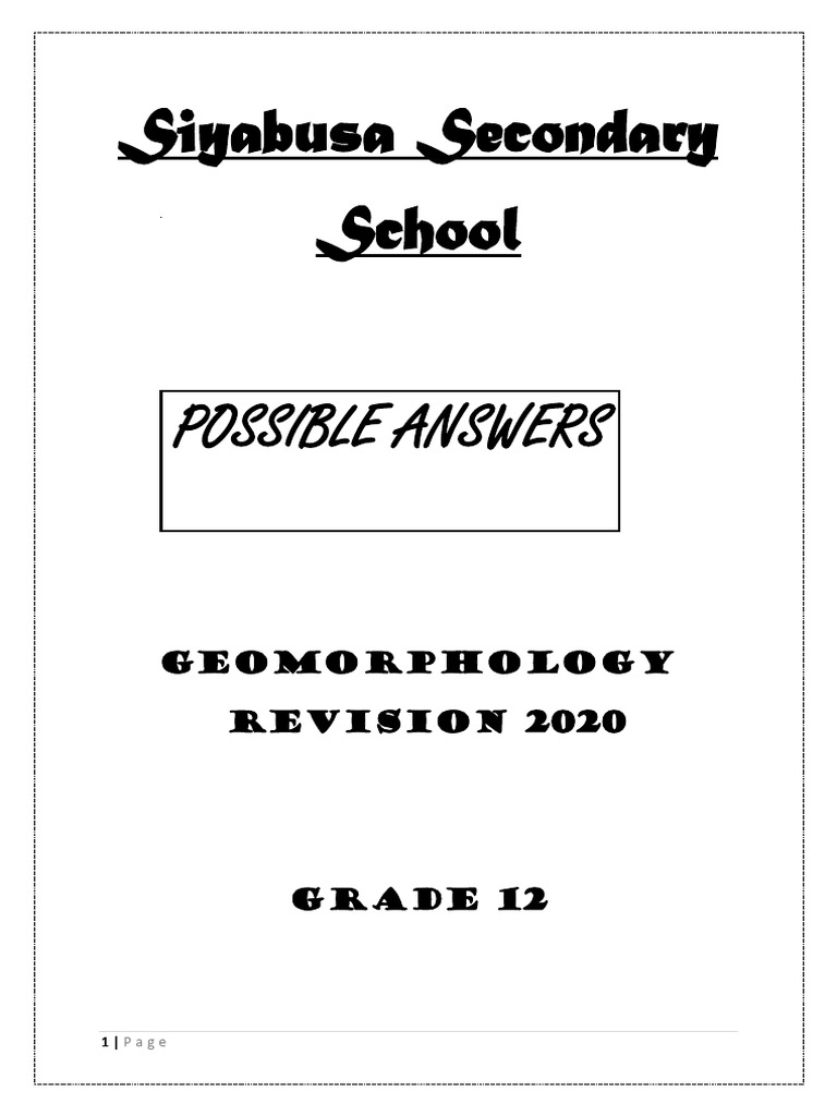 Grade 12 Geomorphology Revision Guide | PDF | Valley | River