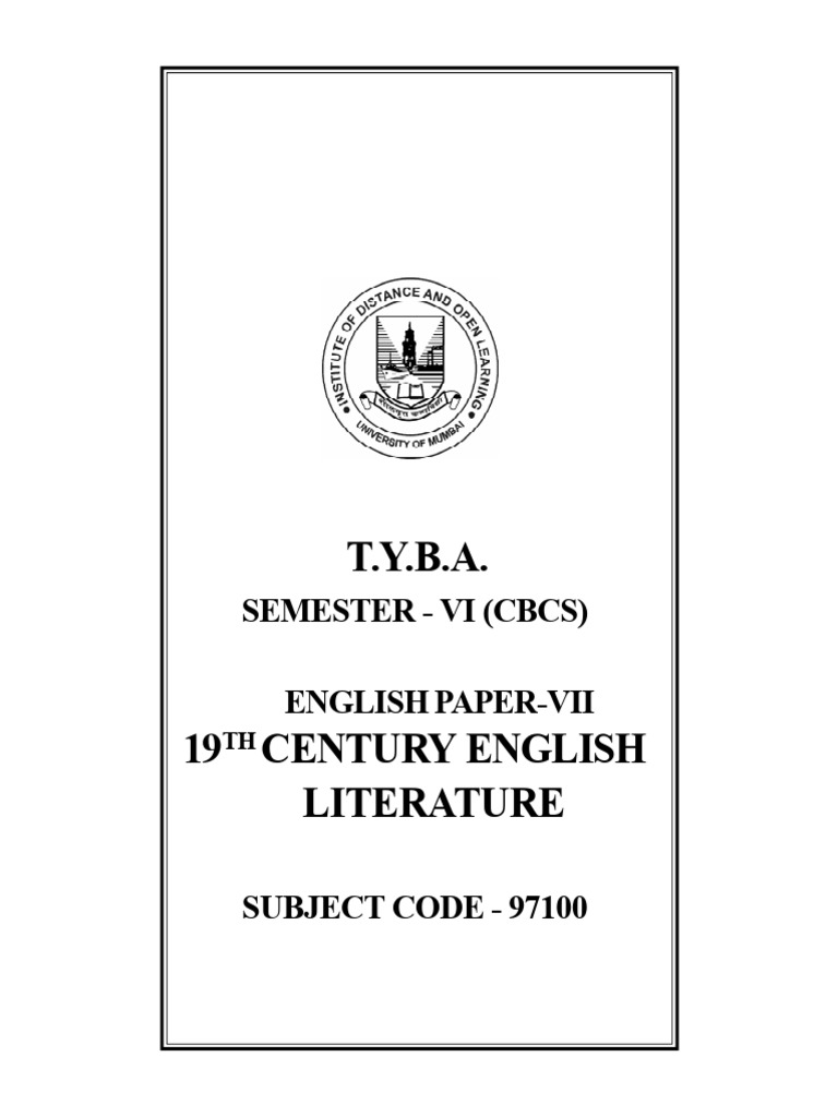 TYBA SEM VI PAPER VII 19th Century English Literature II | PDF ...