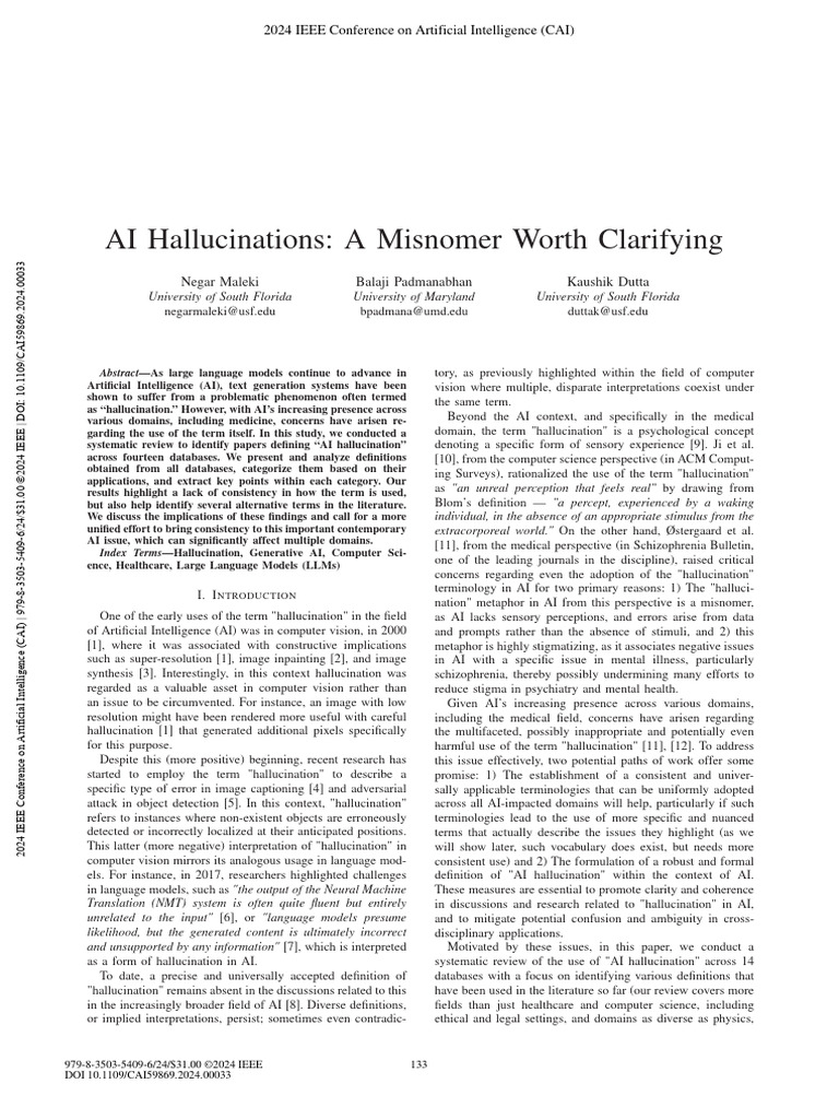 AI Hallucinations A Misnomer Worth Clarifying | PDF | Artificial Intelligence | Intelligence (AI ...