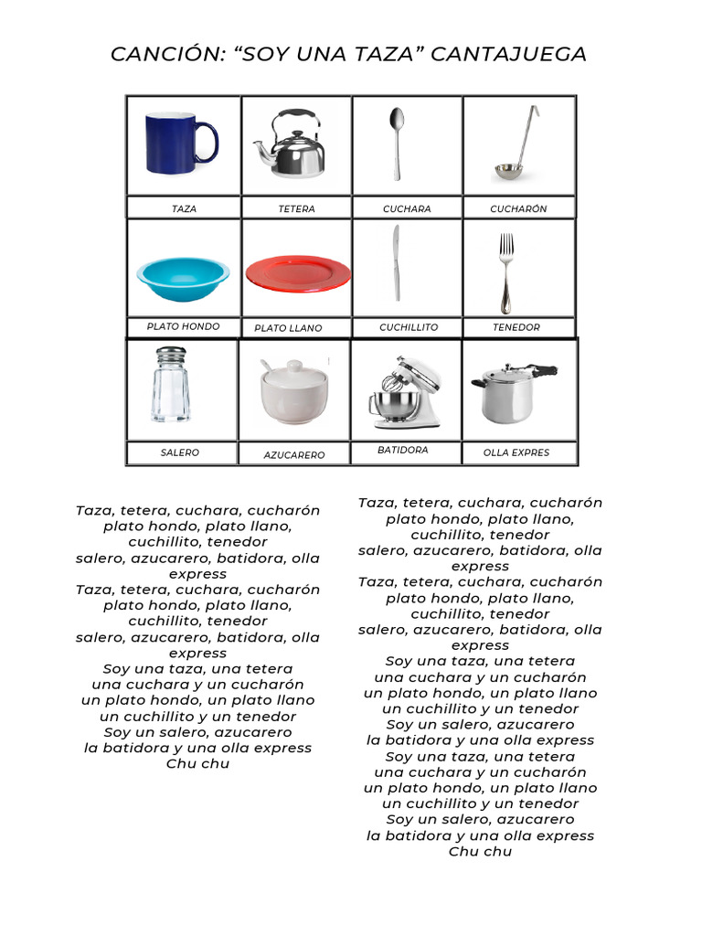 Cancion Taza | PDF | Cuchara | Vajilla