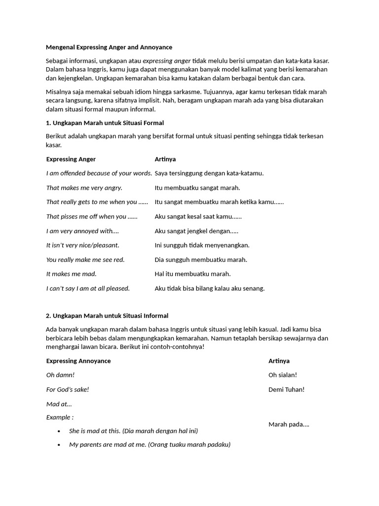 Expressing Anger and Annoyance | PDF