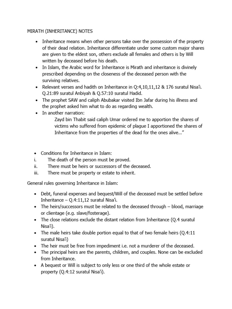 Inheritance Note 2 | PDF | Inheritance | Abrahamic Religions