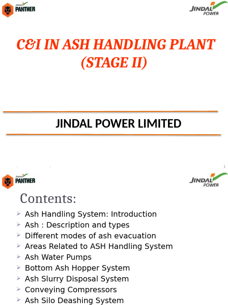 Ash Handling System Overview at Jindal Power | PDF | Pump | Valve