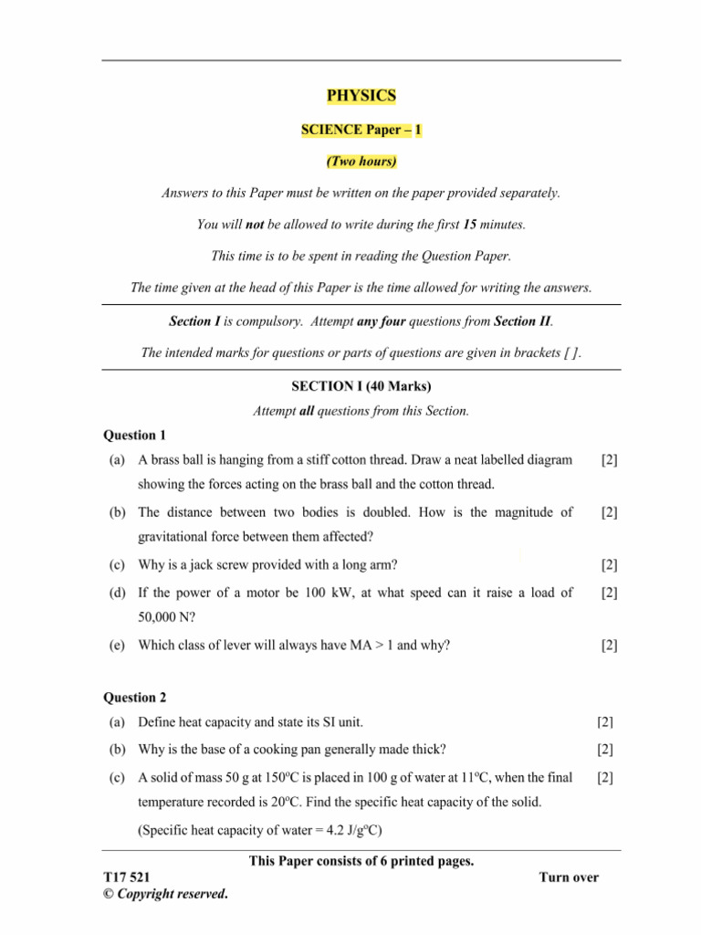 Physics 2017 - Paper | PDF