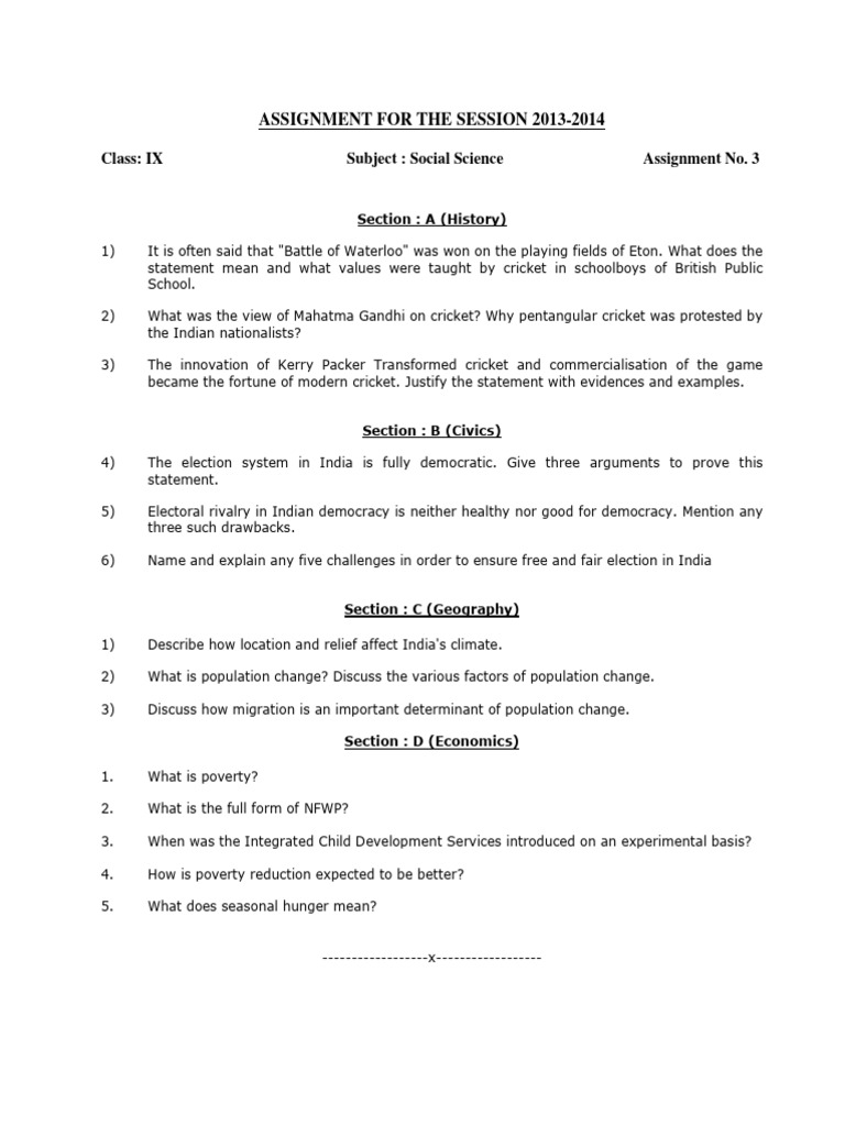 CBSE Class 9 Social Science - Revision | PDF