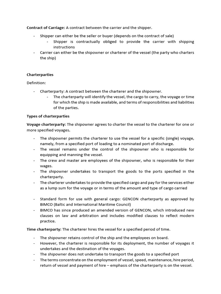 Understanding Contracts of Carriage | PDF | Bill Of Lading | Common Law